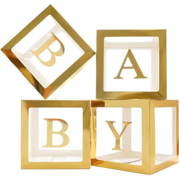 Accents | Gold Baby Boxes With Letters For Baby Shower Baby Shower ...